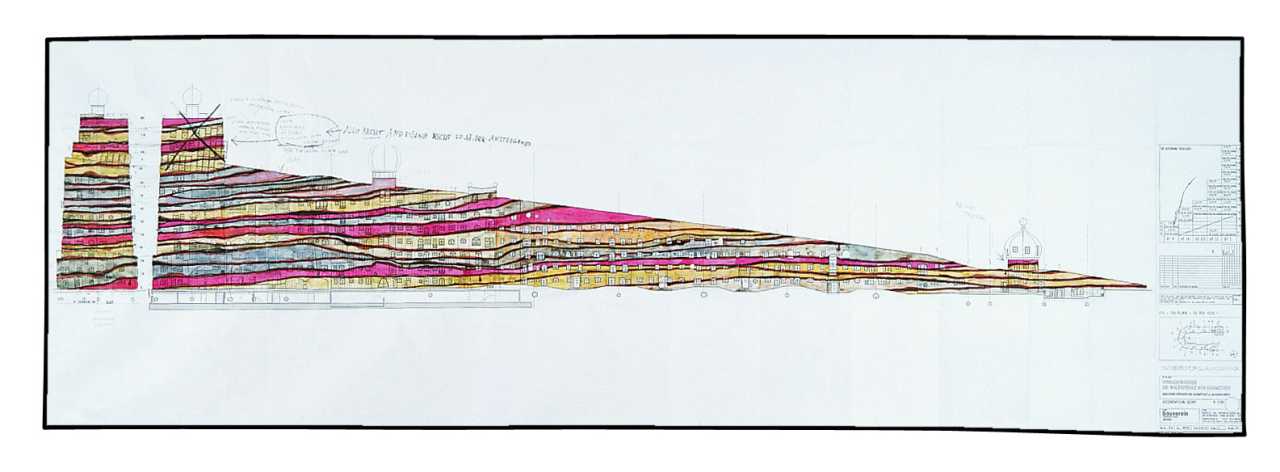 Hundertwasser - DIE WALD-SPIRALE VON DARMSTADT AUSSENABWICKLUNG GESAMT