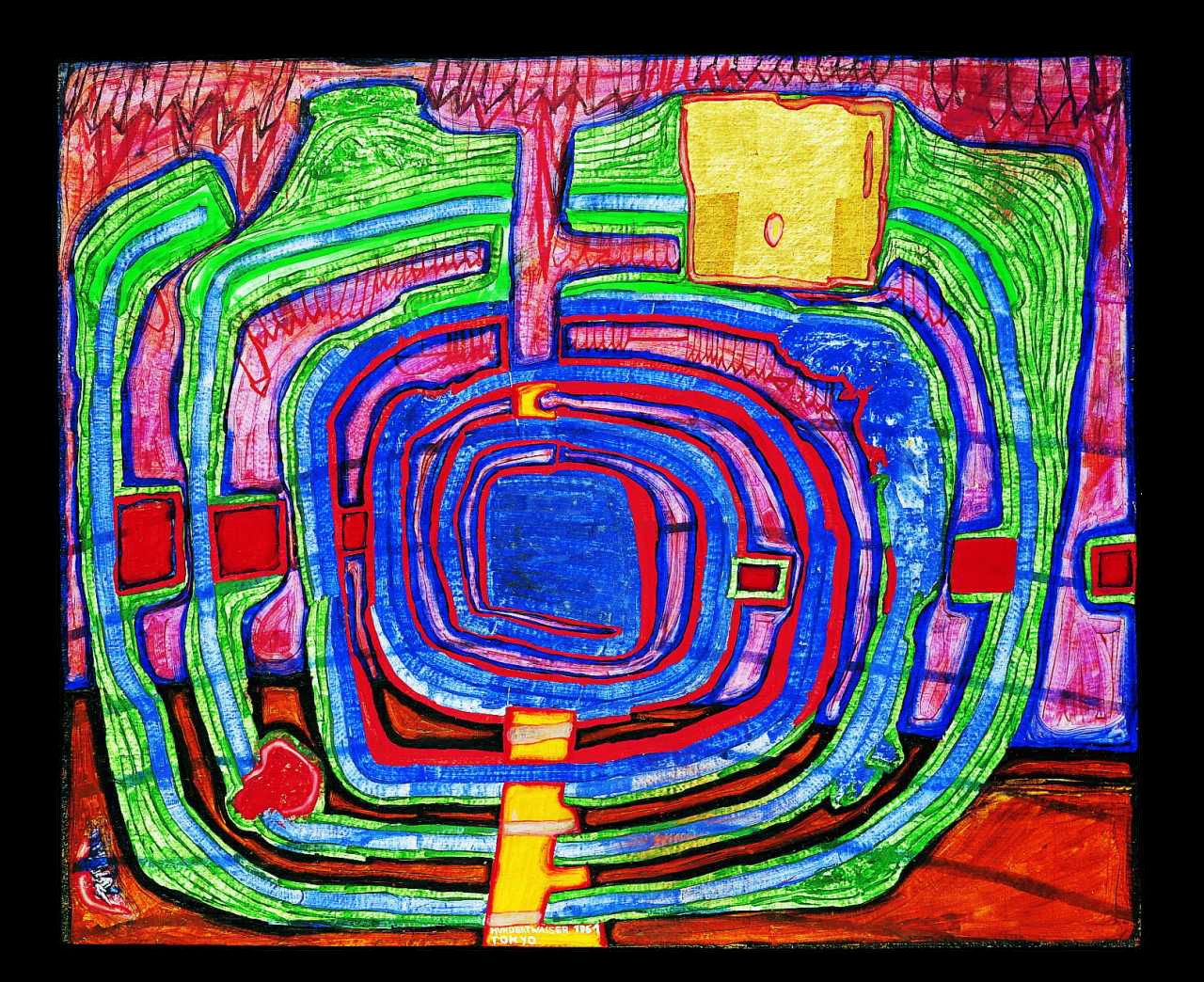 Hundertwasser - FIRST SPIRAL PAINTED IN JAPAN