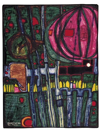 Hundertwasser - RAIN OF BLOOD IS FALLING INTO AN AUSTRIAN SEVEN RIVER SIDE